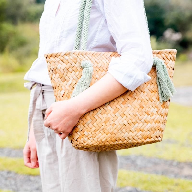 Sage Large Classic Tote Bag With Braided Handles | LIKHÂ | Wolf & Badger