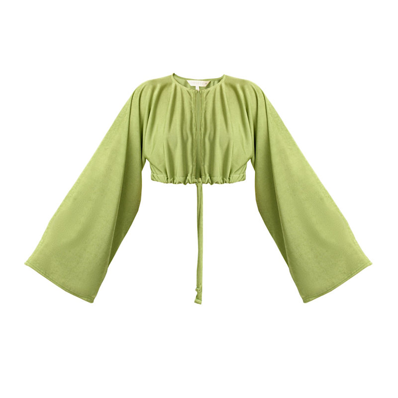 Green Cropped Cardigan – Oversized Fit, Long Sleeves | Kargede | Wolf ...
