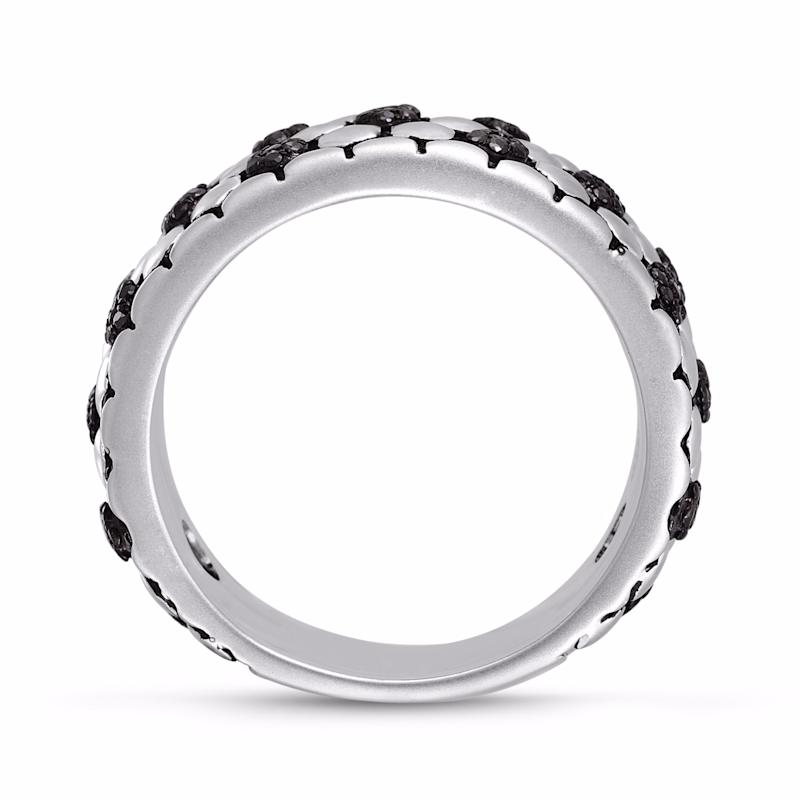 Kick & Goal Soccer Black Rhodium Plated Sterling Silver Black Diamond ...