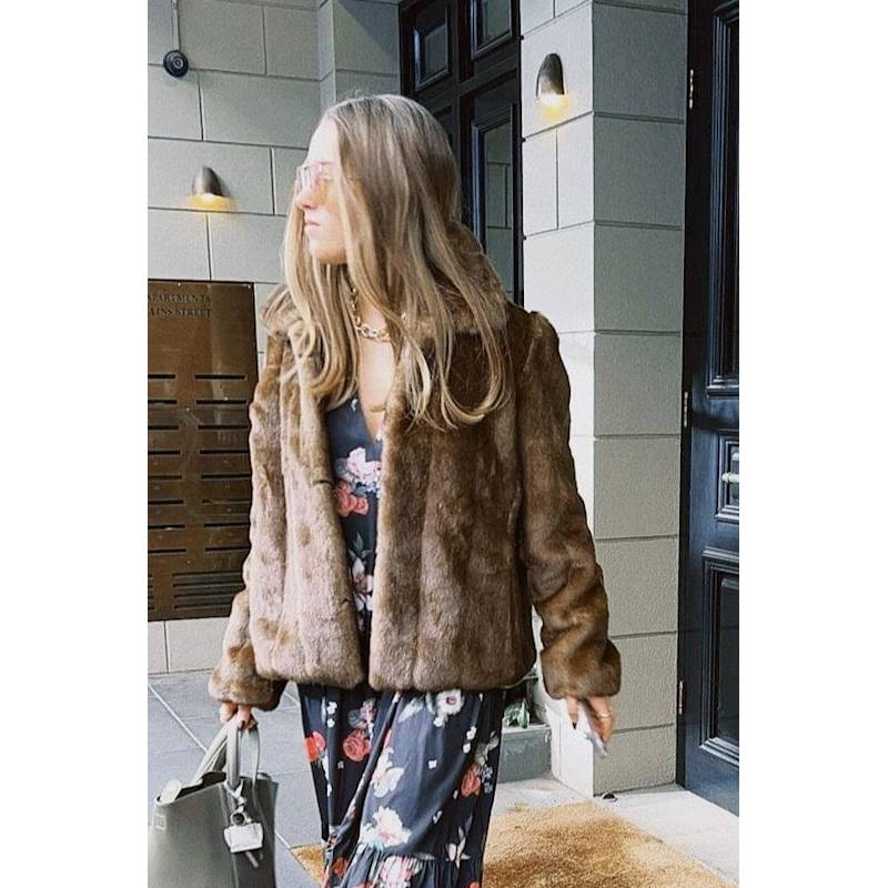 Short Faux Fur Coat In Mink | Lindsay Nicholas New York | Wolf & Badger