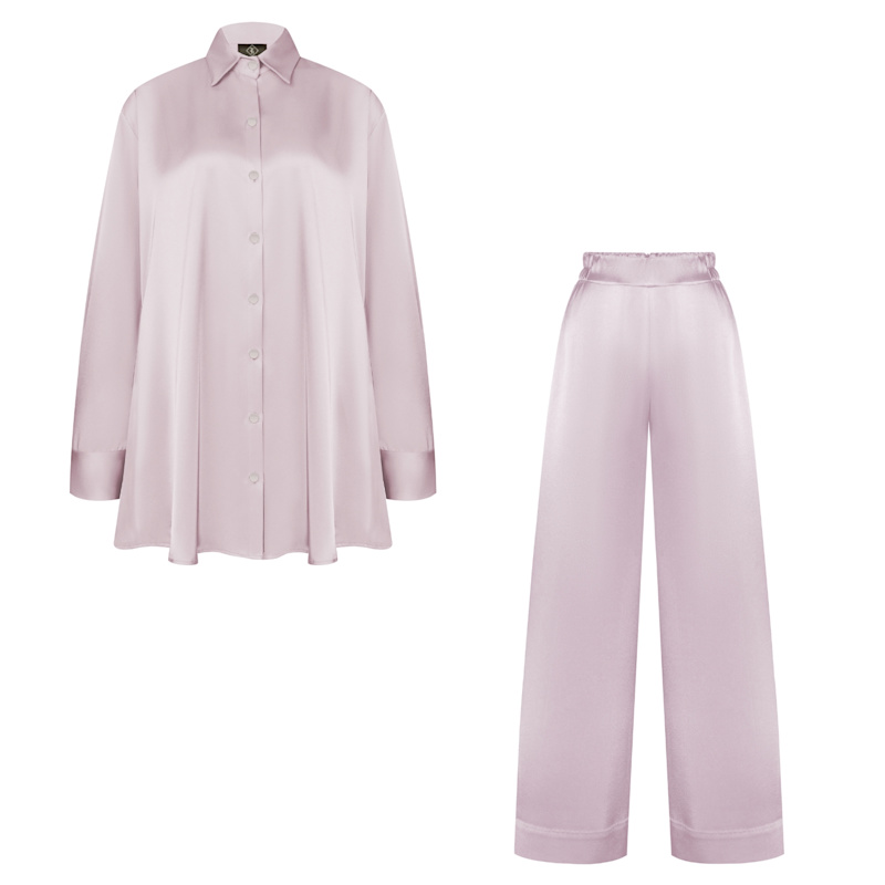 Silk Pants Set In Lavender | MYKAFTAN | Wolf & Badger
