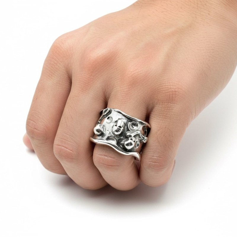 Skull Faces Silver Men's Ring – Sterling Silver | Tg-Jewelry By Tamara ...