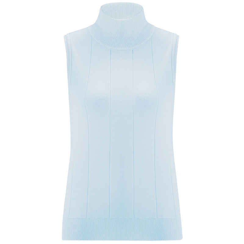 Slim Fit Sleeveless Turtle-Neck Blouse - Light Blue | Peraluna | Wolf ...