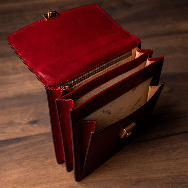 Small Leather Briefcase For Women - Walden - Red | Time Resistance ...