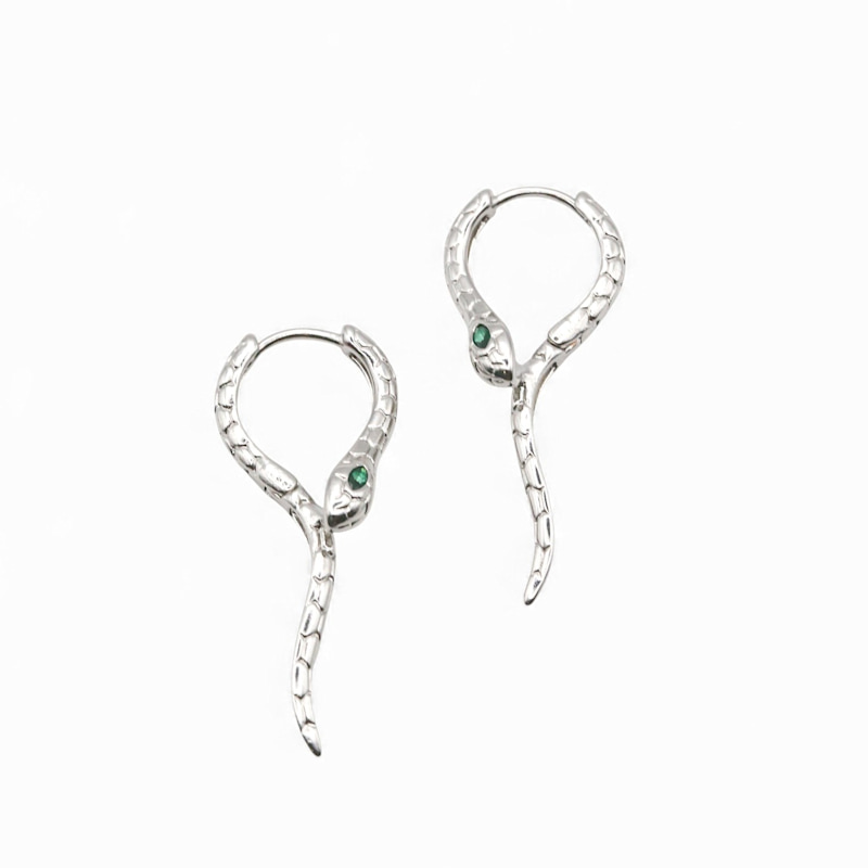Snake Hoops In Silver | MISS CECILIA | Wolf & Badger
