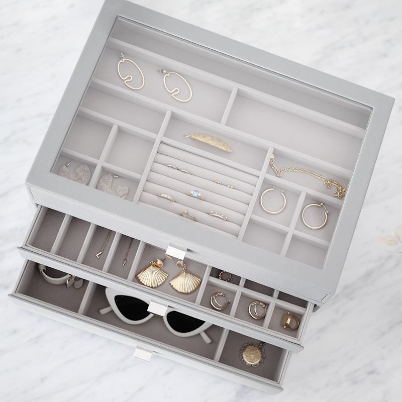 Stackers Supersize Pebble Grey Set Of Three Drawers | Stackers | Wolf ...