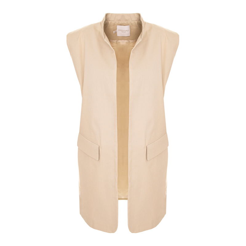 Straight-Fit Cotton Twill Vest Minimalist Design With Mandarin Collar ...