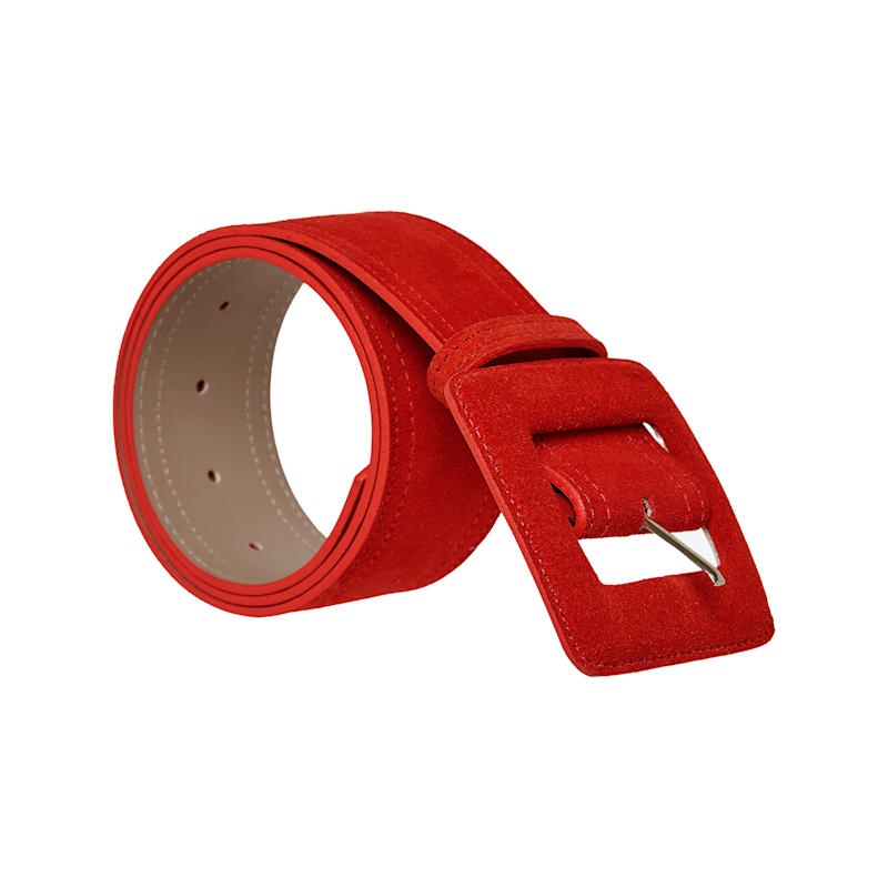 Suede Square Buckle Belt Red Beltbe Wolf Badger