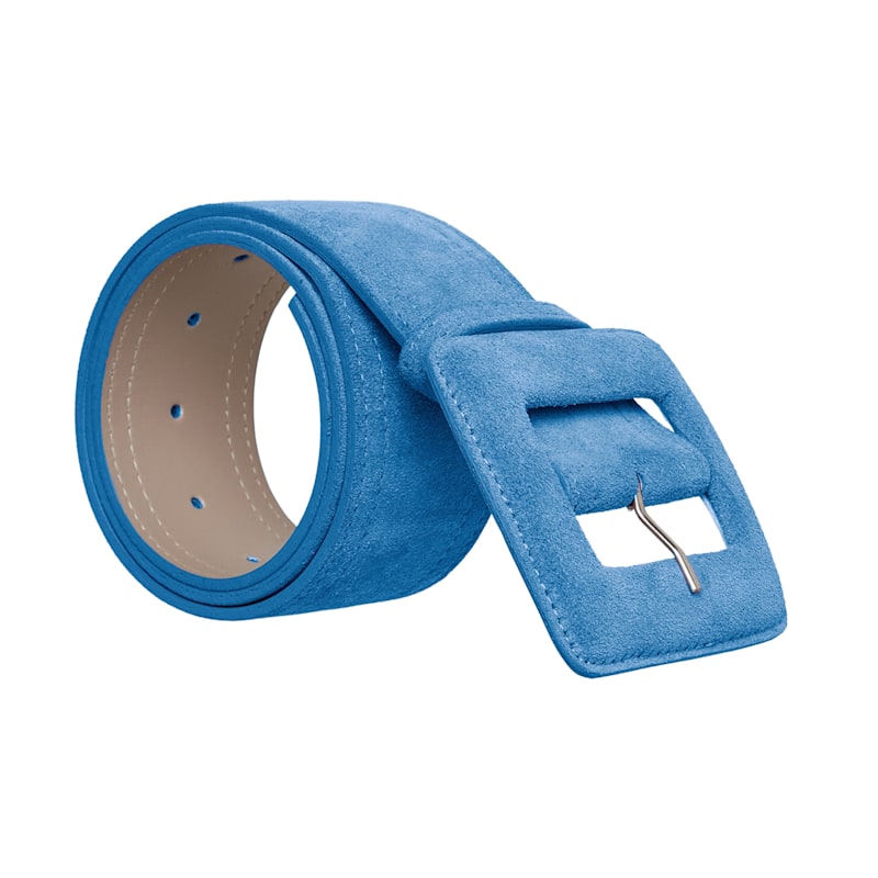 Suede Square Buckle Belt - Sky Blue | BeltBe | Wolf & Badger