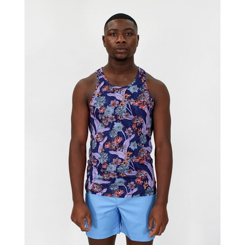 Tedford Ocean Floral Tank - Navy | Lords of Harlech | Wolf & Badger