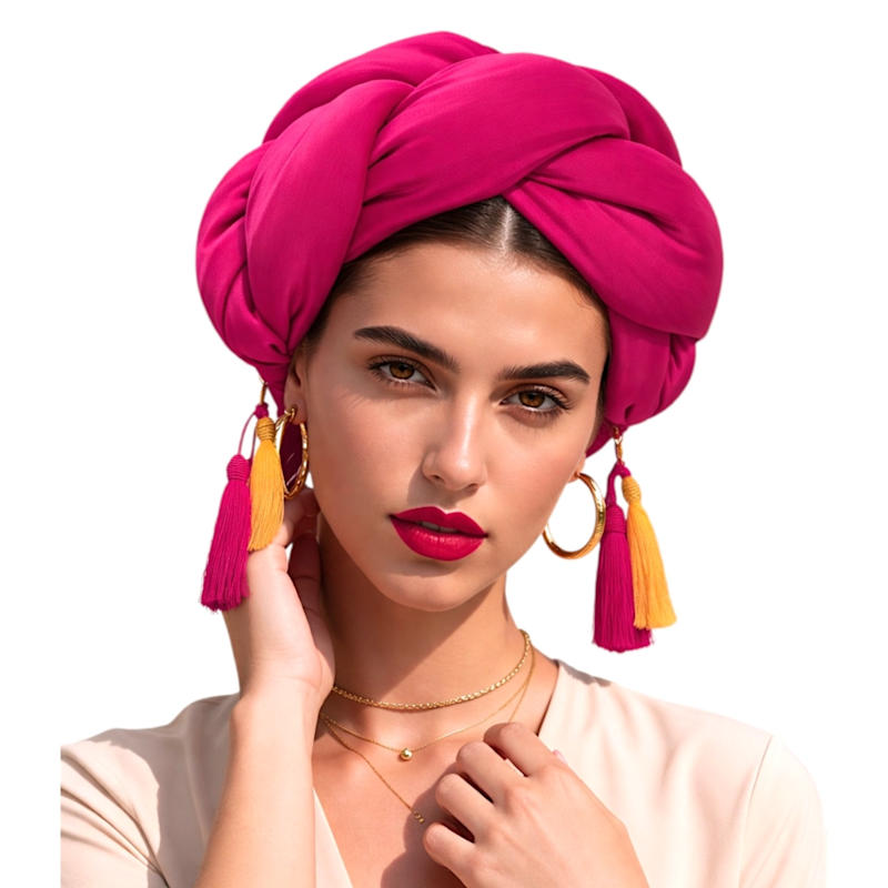 Tote London Gorgeous Handmade Sade Twist Woven Turban With Tassles ...
