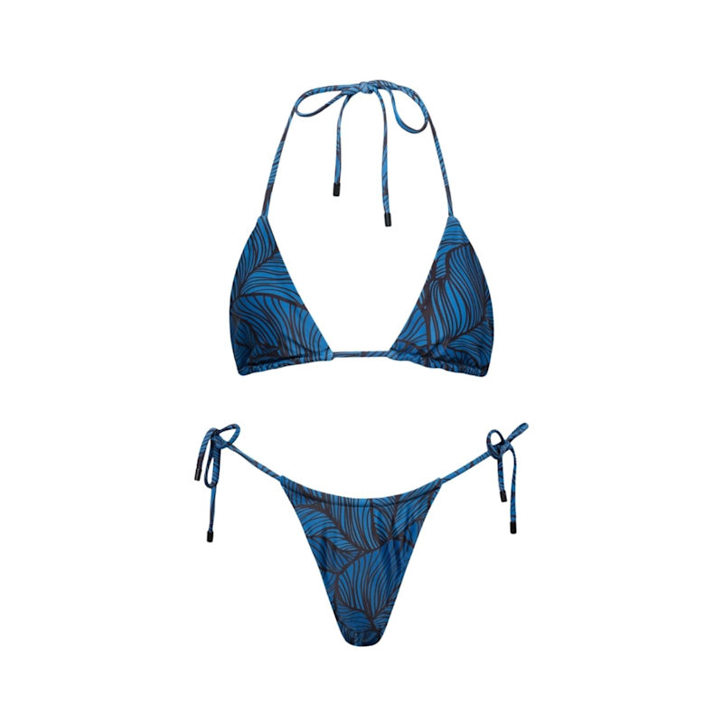 Waikiki Triangle String Bikini Set Blue Leaf | PLAYALUXE | Wolf & Badger