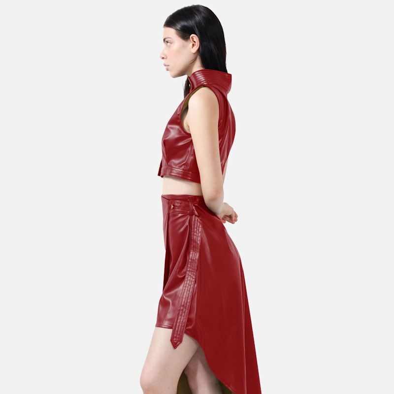 Red Leather Vest – High Neck, Structured Fit | Kargede | Wolf & Badger