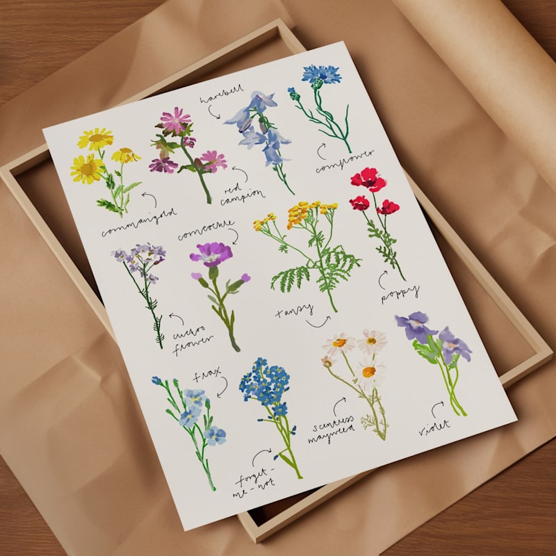 Wildflowers Hand Painted Art Print - A2 | Natalie Cass Art | Wolf & Badger