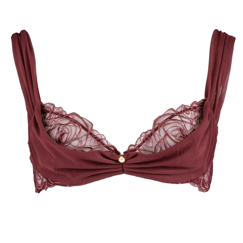 Lucy Lace & Tulle Bra Claret Red | House of Silk | Wolf & Badger