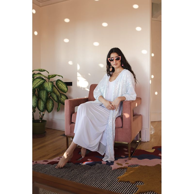 Moonstone Blanc Sequin Cocoon Jacket | Jennafer Grace | Wolf & Badger