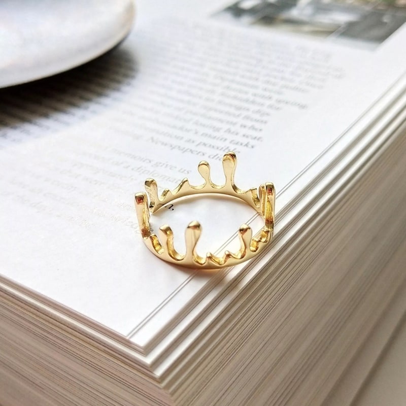 Gold Dainty Drip Crown Band Ring | Elk & Bloom | Wolf & Badger