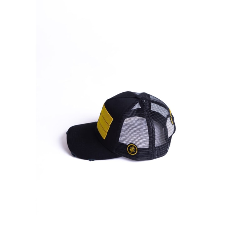 474 Gold 3 Bars Trucker Hat - Black, Gold | 474 co | Wolf & Badger