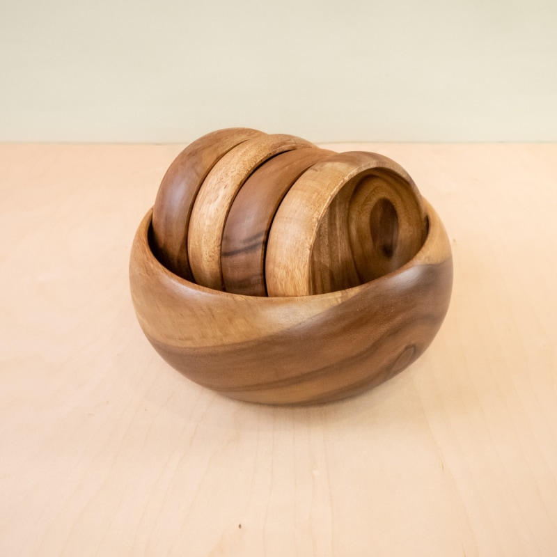 Acacia Calabash Bowls Set - One Large & Four Small Bowls | LIKHÂ | Wolf ...