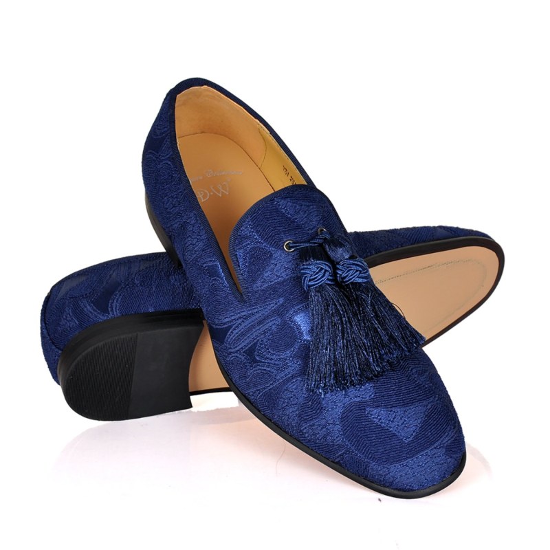 Alberto Abstract Jacquard Loafers - Blue | DAVID WEJ | Wolf & Badger