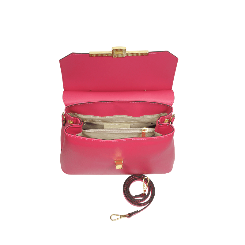 Atlanta Top Handle Satchel Bag W/Shoulder Strap - Pink | Le Parmentier ...