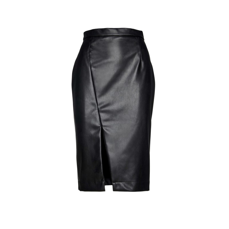 Black Faux Leather Pencil Skirt By Conquista Fashion | Conquista | Wolf & Badger