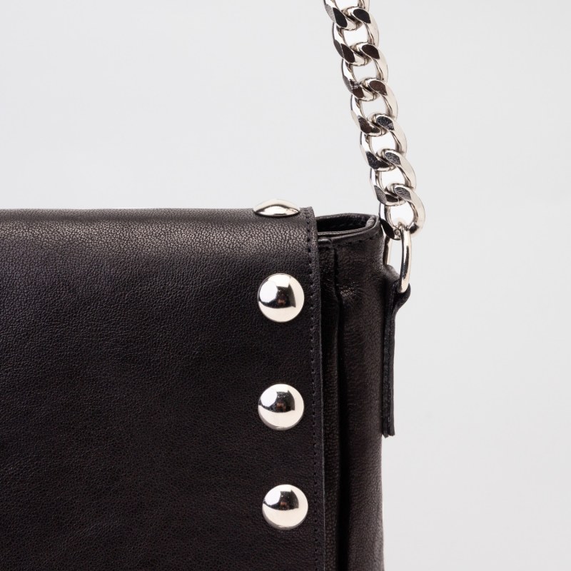 Black Leather Studded Crossbody Bag | JUAN-JO | Wolf & Badger