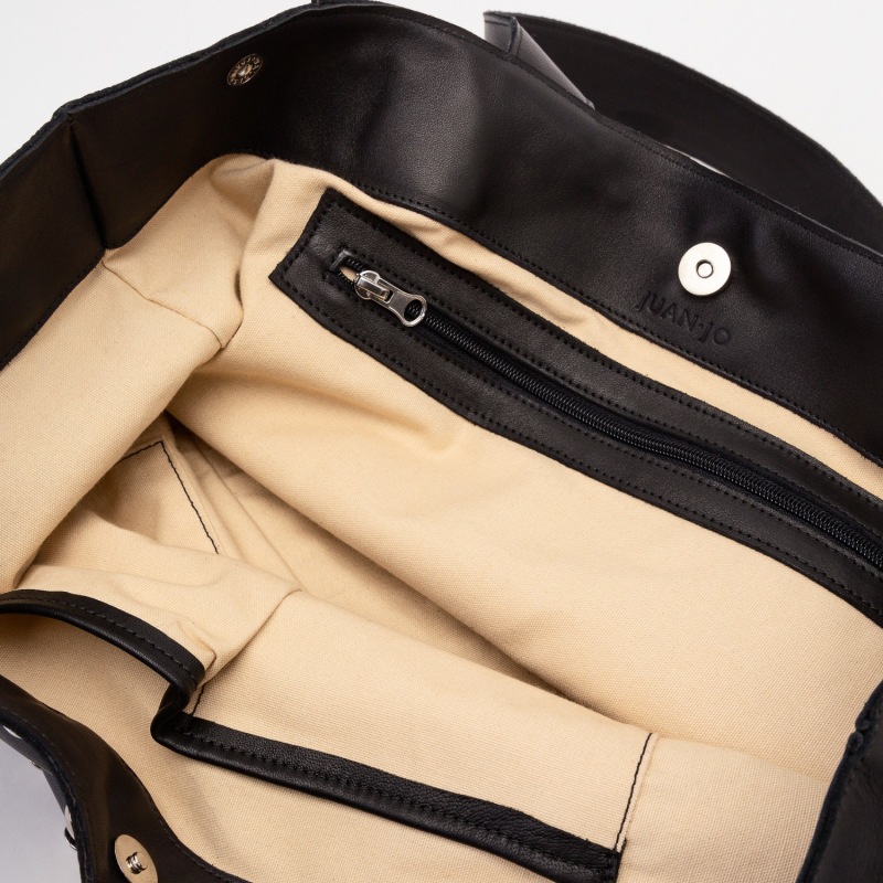 Black Leather Studded Tote Bag | JUAN-JO | Wolf & Badger