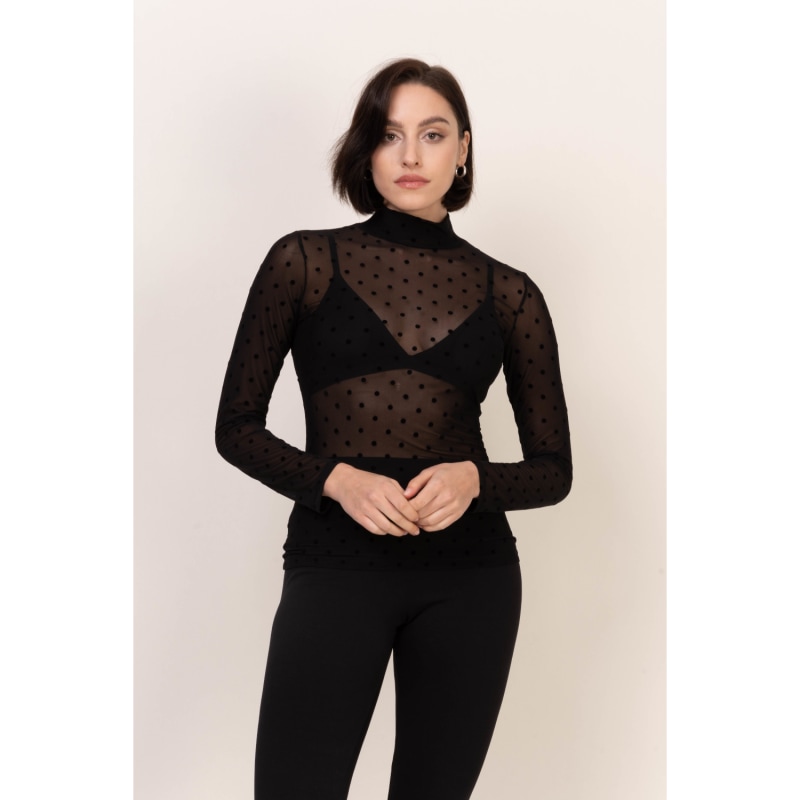 Black Polka Dot Sheer Blouse With Turtleneck | Oh!Zuza night&day | Wolf & Badger