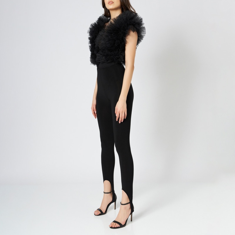 Signature Black Ruffled Tulle Bodysuit | LIA ARAM | Wolf & Badger