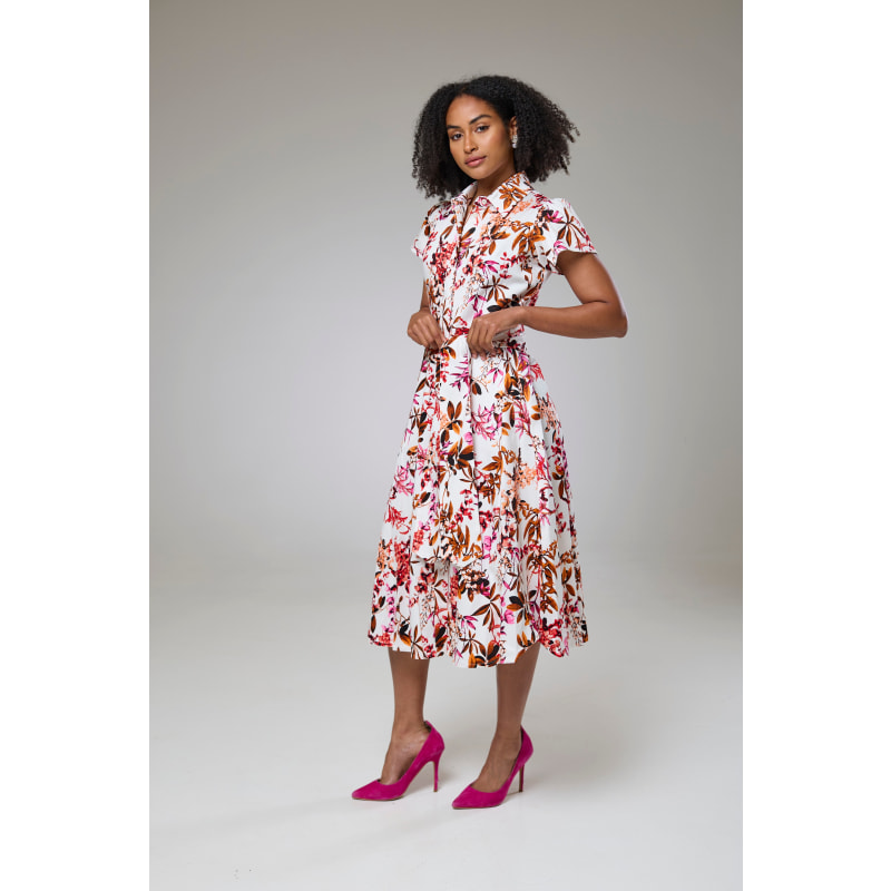 Blooming Pink Flora Short Sleeve Shirt Dress | Isha's Timeless | Wolf ...