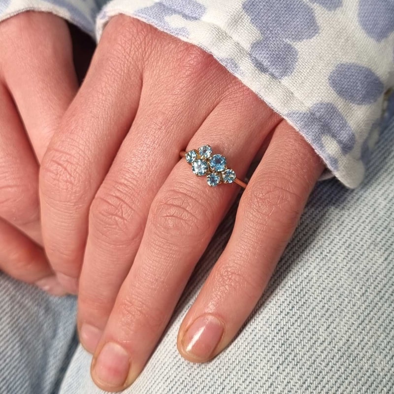 Blue Topaz Cluster Ring - Gold | Lee Renee | Wolf & Badger