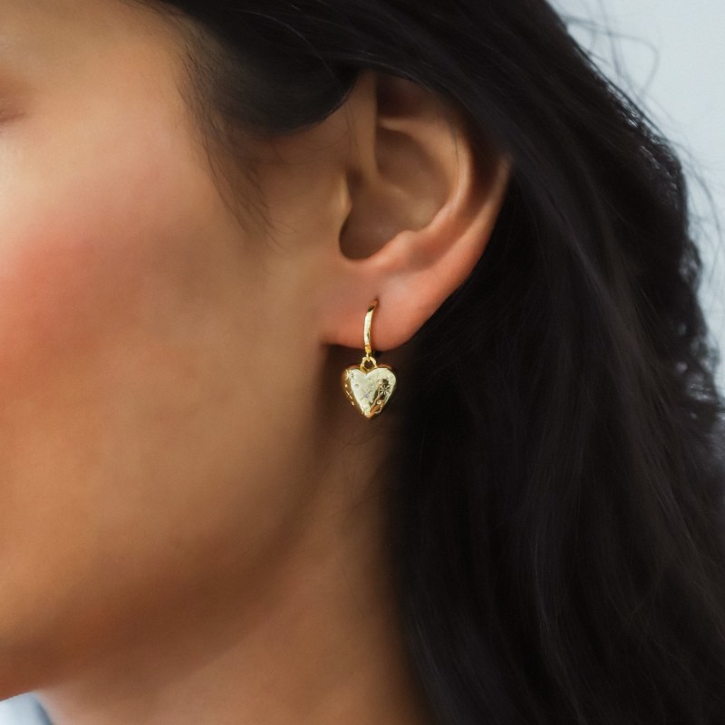 Blythe Bubble Heart Huggies | Gold Plated | LUNA CHARLES | Wolf & Badger