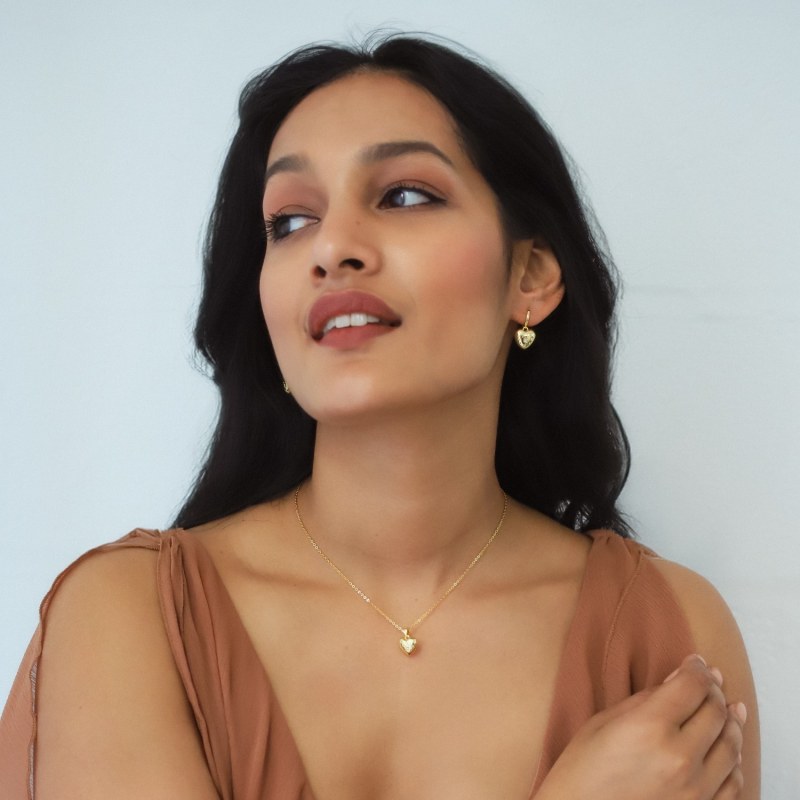 Blythe Bubble Heart Huggies | Gold Plated | LUNA CHARLES | Wolf & Badger