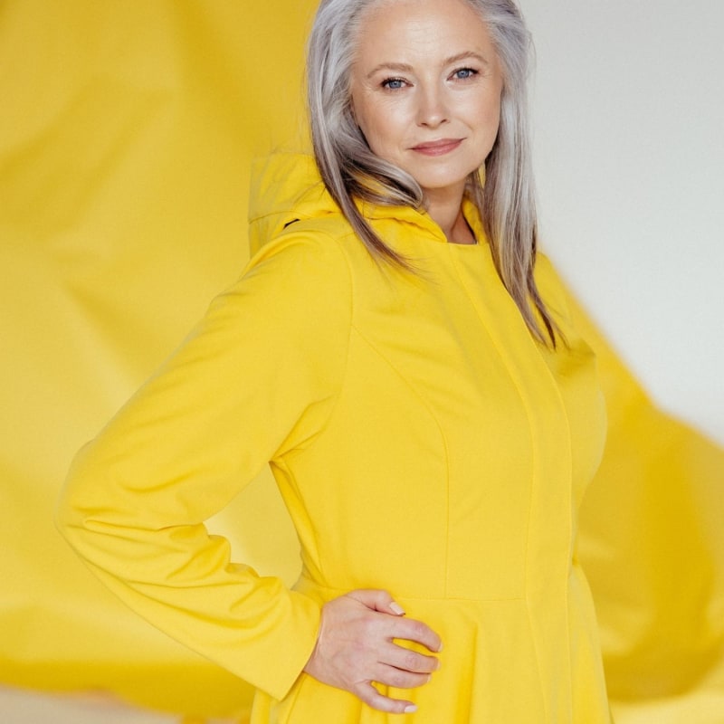 Fitted & Flared Yellow Raincoat In Yellow Sun | RainSisters | Wolf & Badger