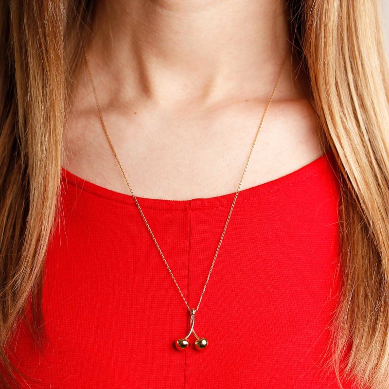 Cherry Necklace – Large - Gold | Lee Renee | Wolf & Badger