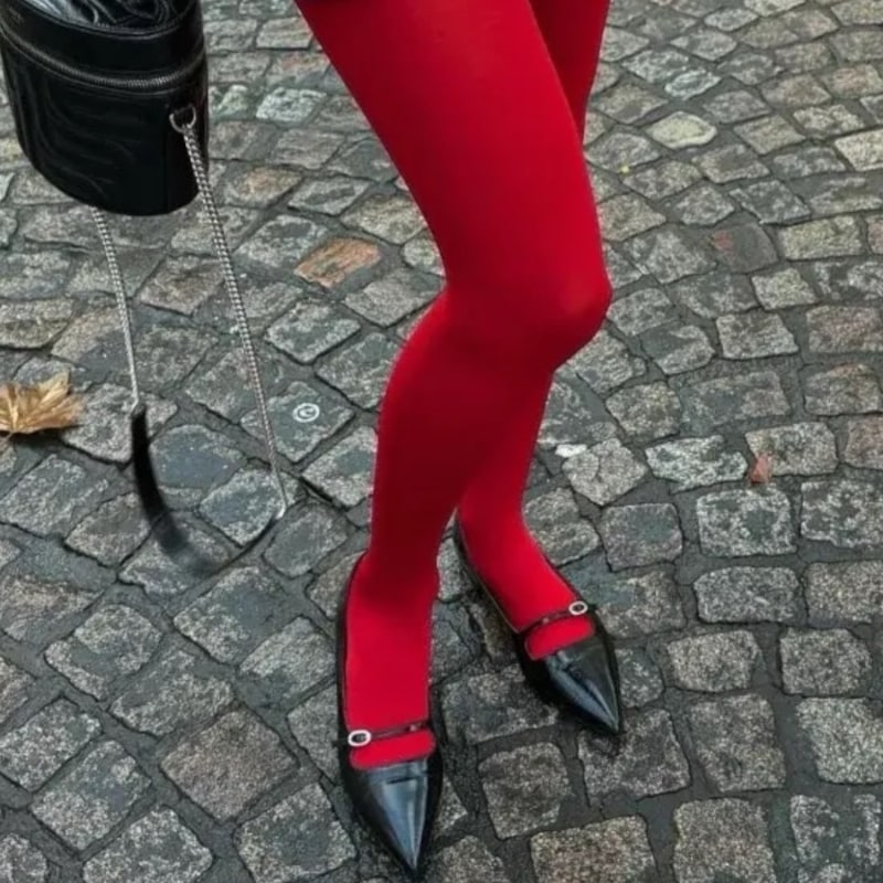 Cherry Red Luxe Opaque Tights | High Heel Jungle by Kathryn Eisman | Wolf & Badger