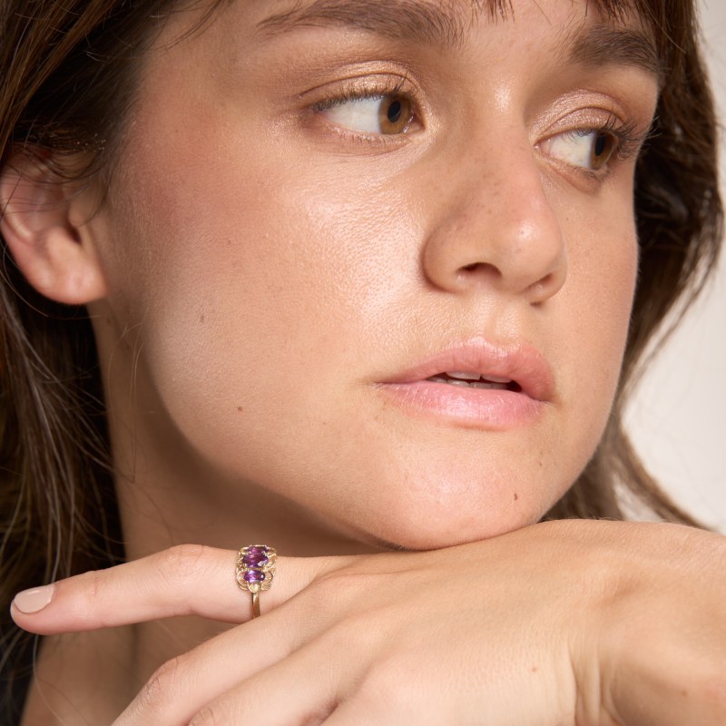 Clara | Gold & Amethyst Ring | QORI NYC | Wolf & Badger