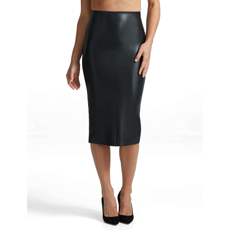 Commando Faux Leather Control Smoothing Midi Skirt, Black SK06 ...