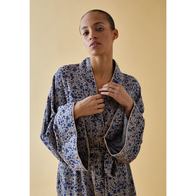 Corina Robe Aster Dressing Gown -Blue | Lily and Lionel | Wolf & Badger