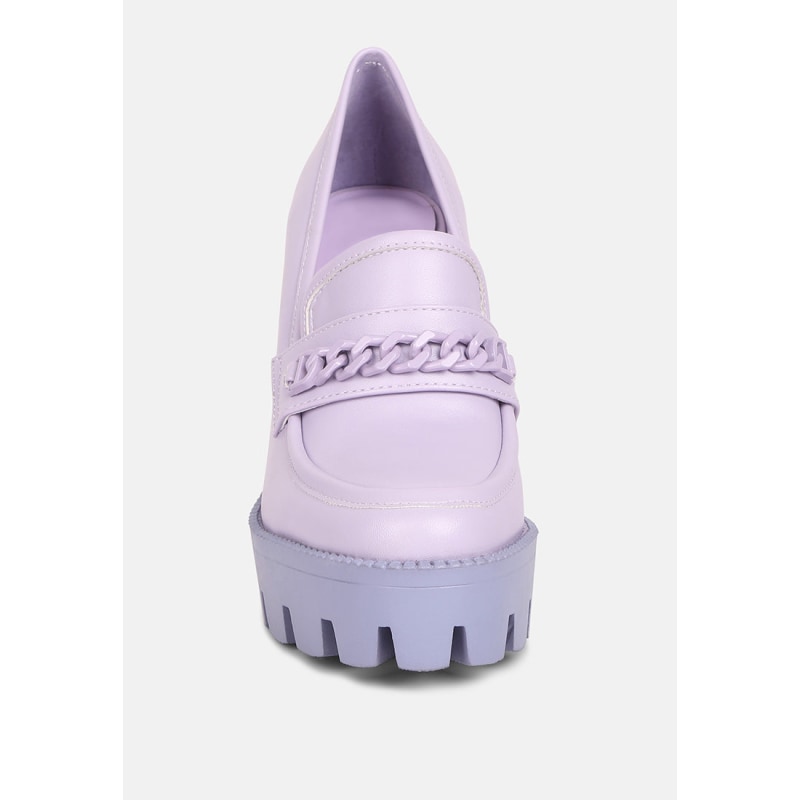 Corinne Lilac Chain Embellished Chunky Loafers | Rag & Co. | Wolf & Badger