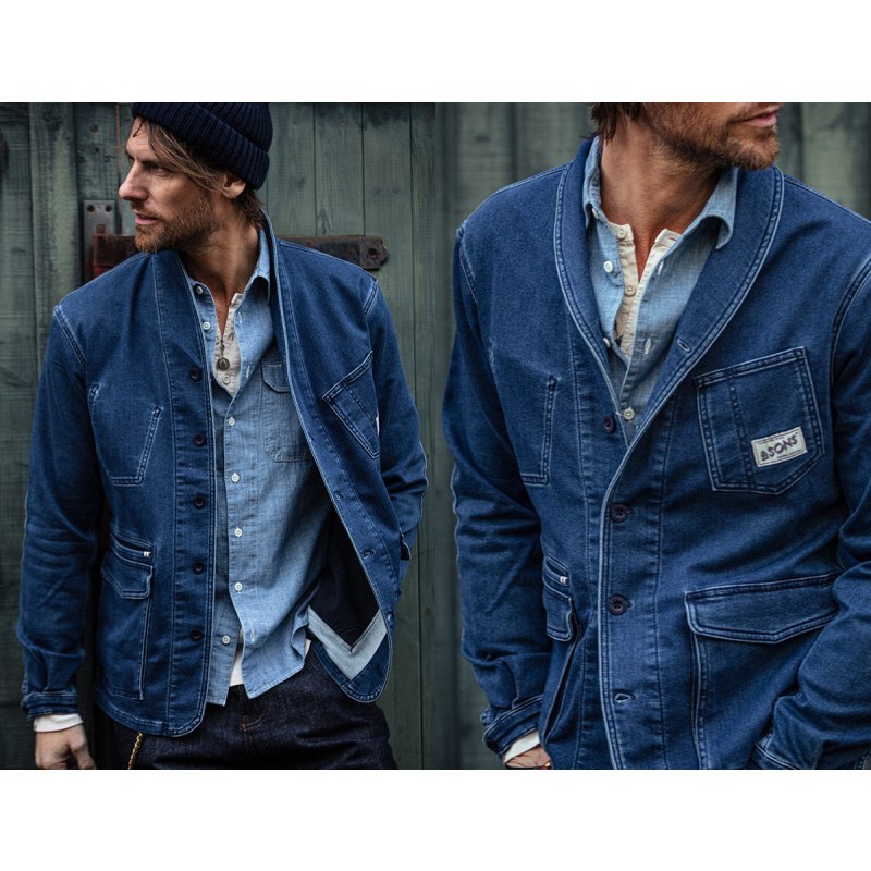 Crafter Indigo Wash Chore Jacket | &SONS Trading Co | Wolf & Badger