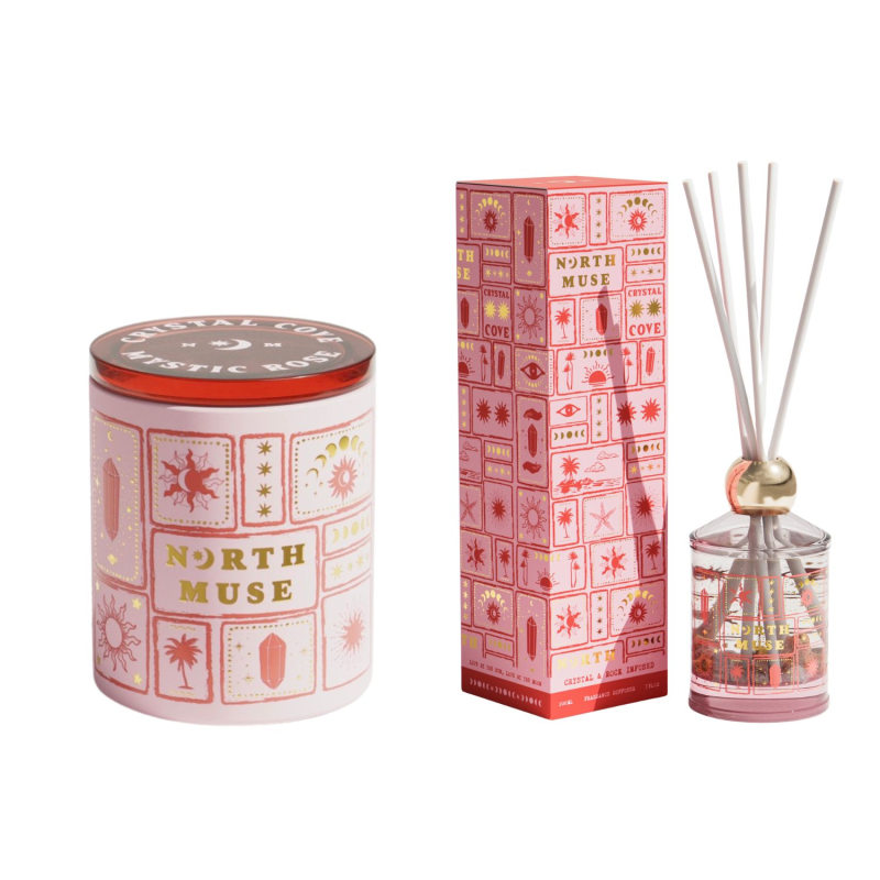 Crystal Cove Mystic Rose - Candle & Diffuser | North Muse | Wolf & Badger
