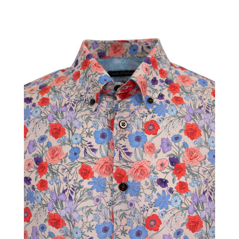Morris Rose Floral Shirt In Pumice | Lords of Harlech | Wolf & Badger