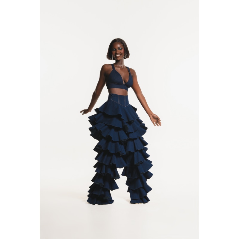 Daria Denim Ruffle Pants | OFUURE | Wolf & Badger