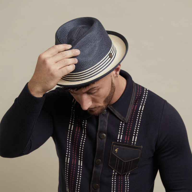 Dasmarca Jordan Navy Blue Lightweight Trilby Two Tone Summer Packable ...