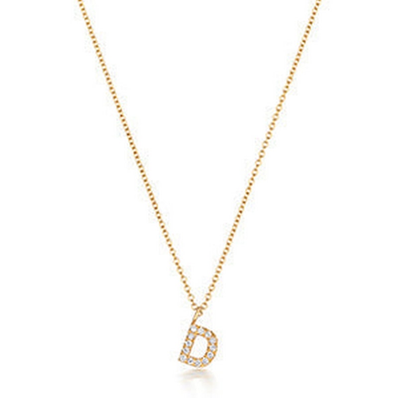 Diamond Initial D Necklace In Gold | Cervin Blanc | Wolf & Badger