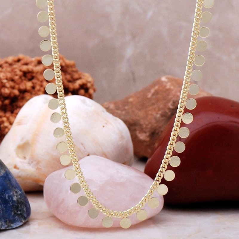 Disk Charm Coin Chain Necklace In Sterling Silver - Rose Gold | Spero ...