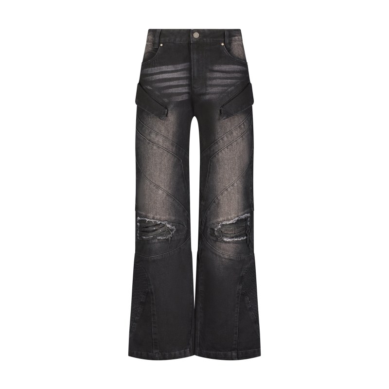 Distressed Washed Oversized Denim - Black | SAINT PERRY | Wolf & Badger