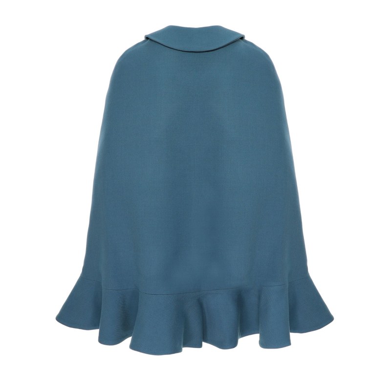 Double Breasted Cape With Belt - Blue | AVENUE No.29 | Wolf & Badger